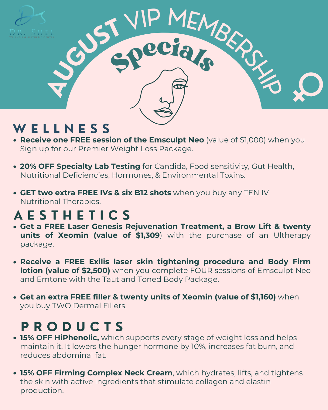 Current Specials - Dr. Shel Wellness & Aesthetic Center