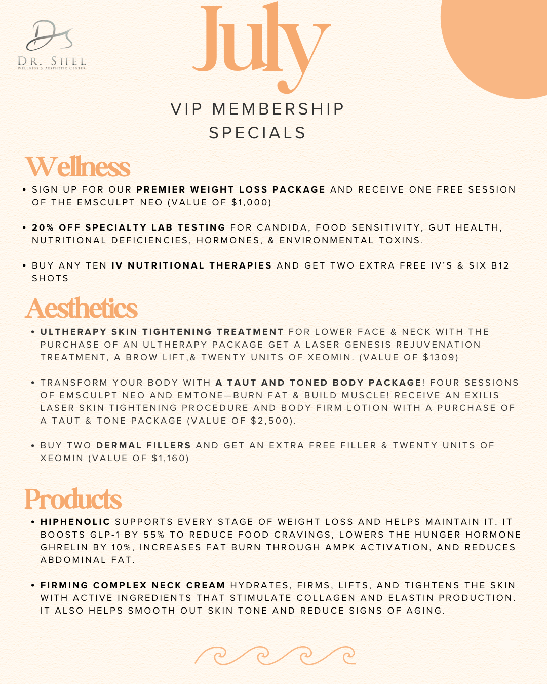 Current Specials - Dr. Shel Wellness & Aesthetic Center